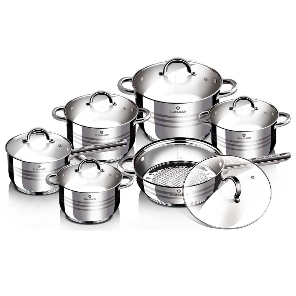 Berlinger Haus Blaumann Gourmet 12u1 set inox posuđa - LONCI&POKLOPCI ...